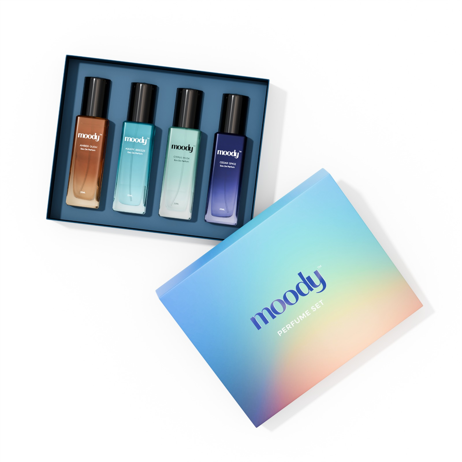 Perfume Product Visualization – MOODY Perfume Set – Packaging Of The World